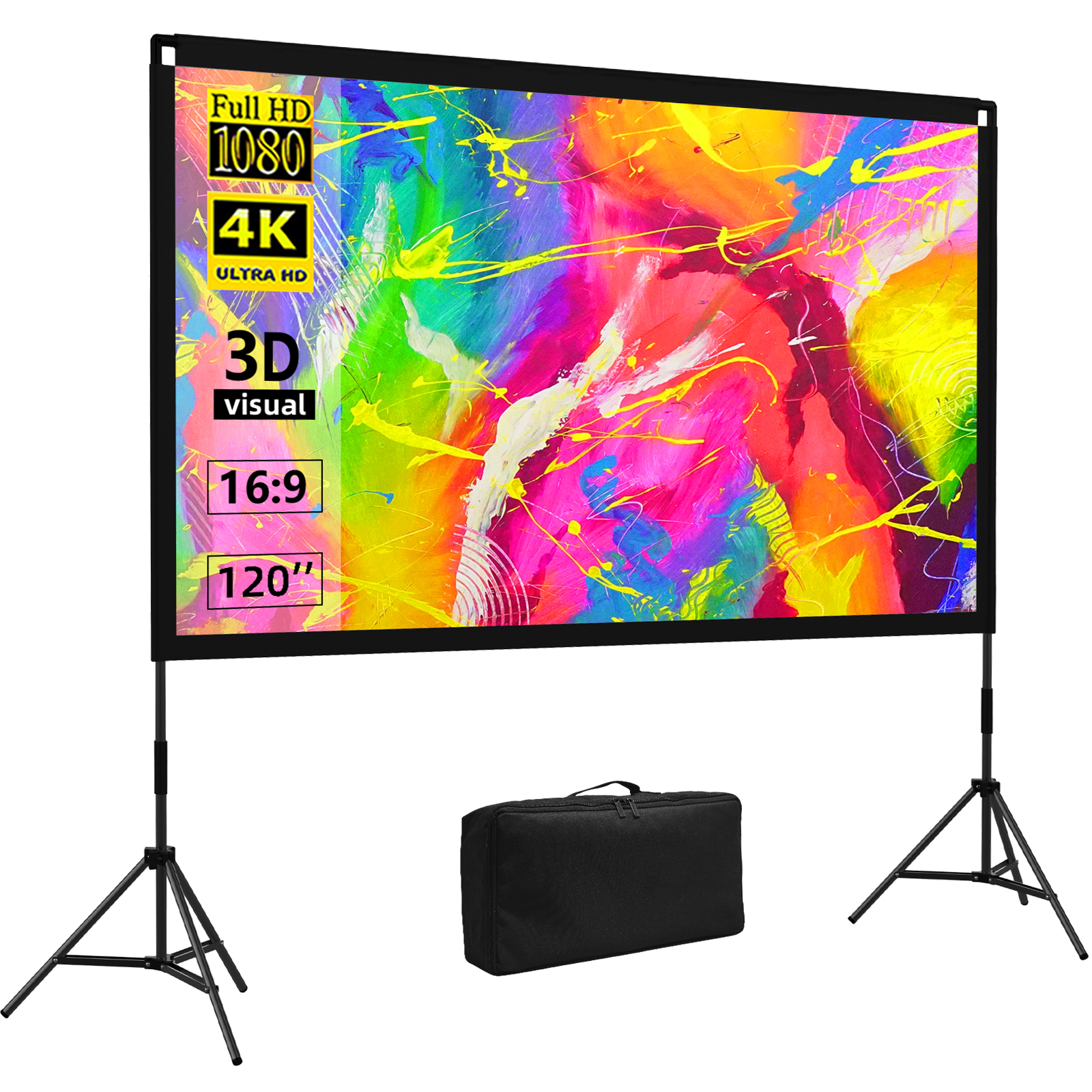 Florascent 120 inch Projector Screen with Stand Portable Moive Screen ...