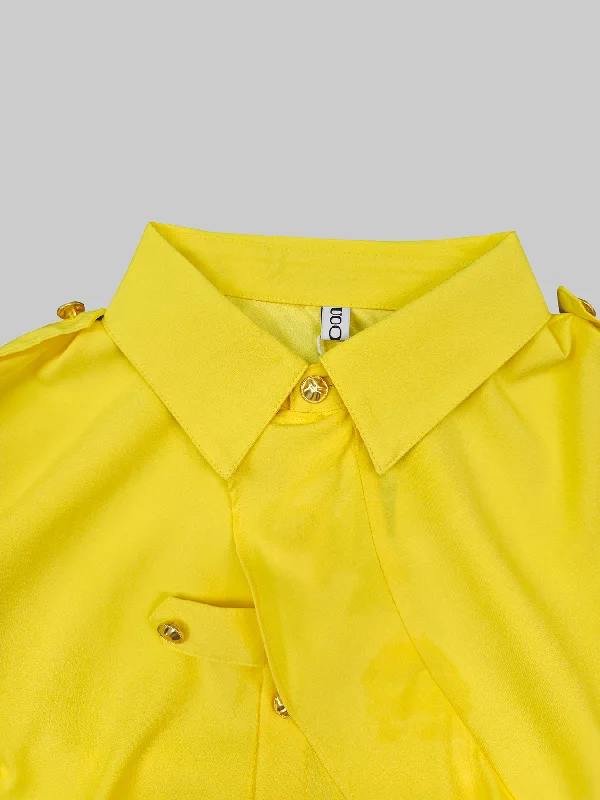 Elegant Long Sleeve Loose Asymmetric Buttoned Lapel Top