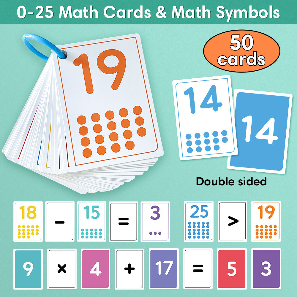 Math 0-25 Number Flashcards – Addition, Subtraction, Multiplication ...