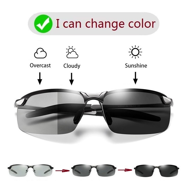 Photochromic Sunglasses Men Polarized Chameleon Glasses Male Change ...