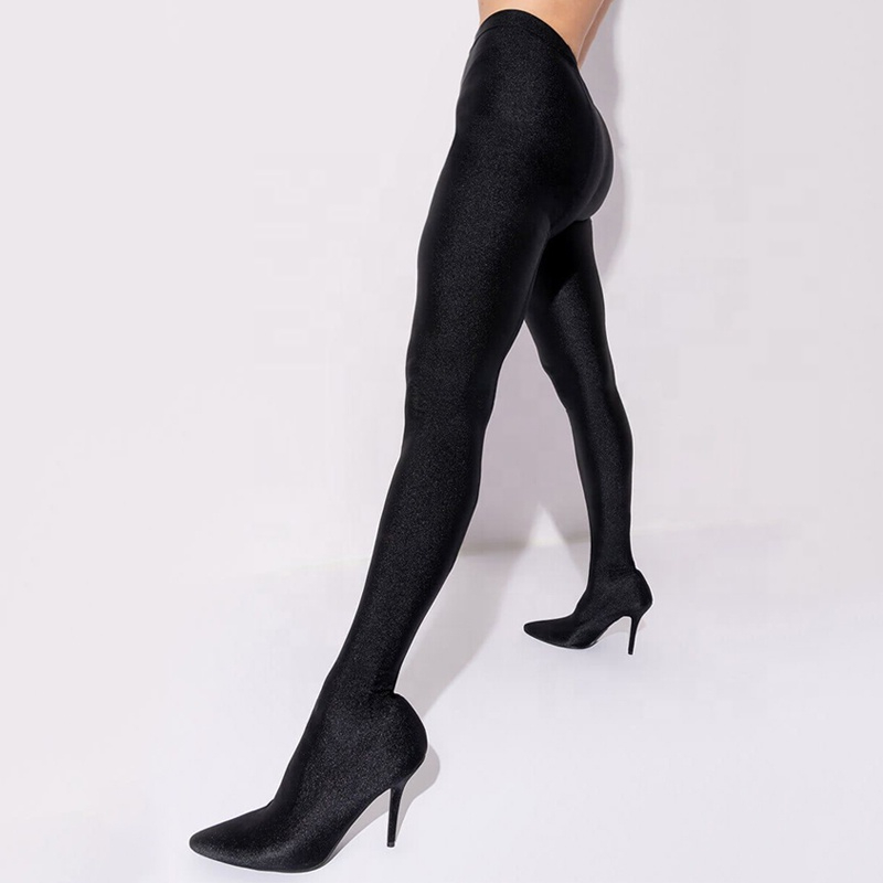 Karolina Stretch Skintight Pant Stiletto Heels Sock Thigh High Boots