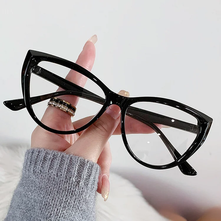 Retro Cat Eye Anti Blue Light Glasses Metal Triangle Frame Female Anti ...