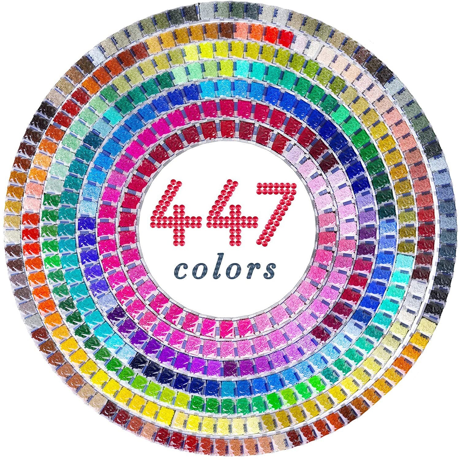 DMC 1 Set (447 Bags for 447 Colors) Diamond Painting Square/Round Drills