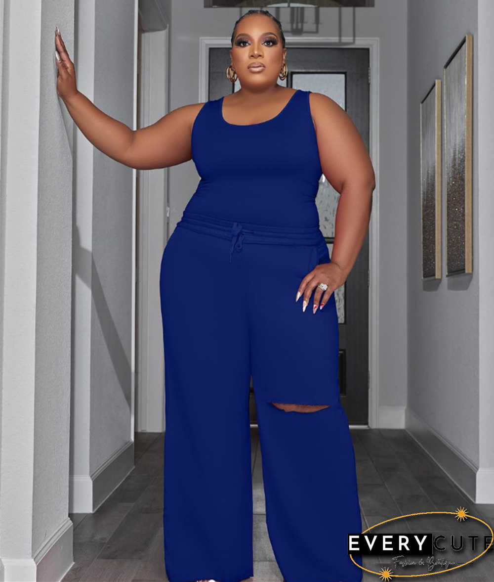 Wholesale Plus Size Tank Tops Hole Wide Leg Pants Outfits Online