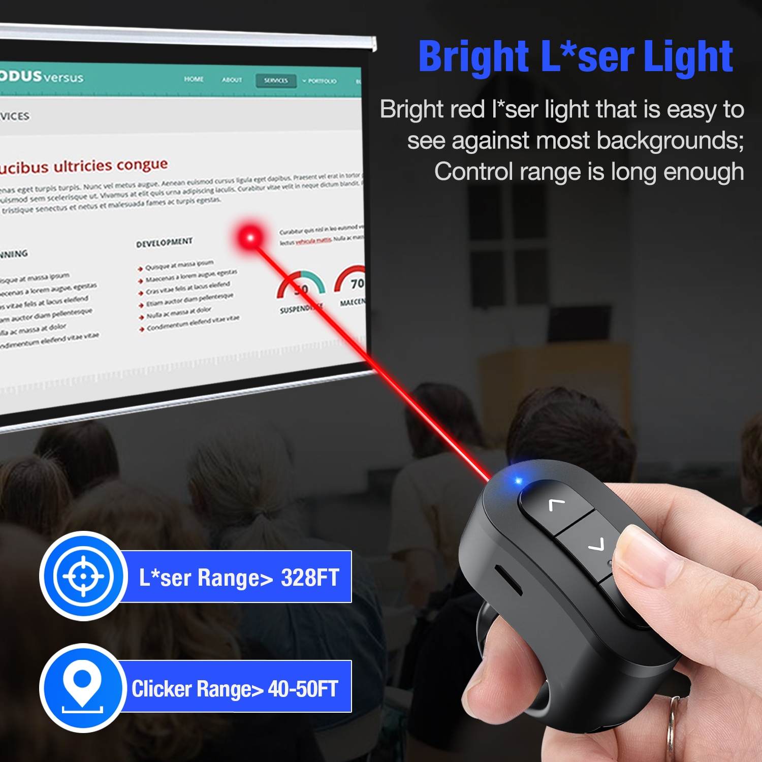 2.4GHz Wireless Presenter Rechargeable Finger Ring With Red Laser ...