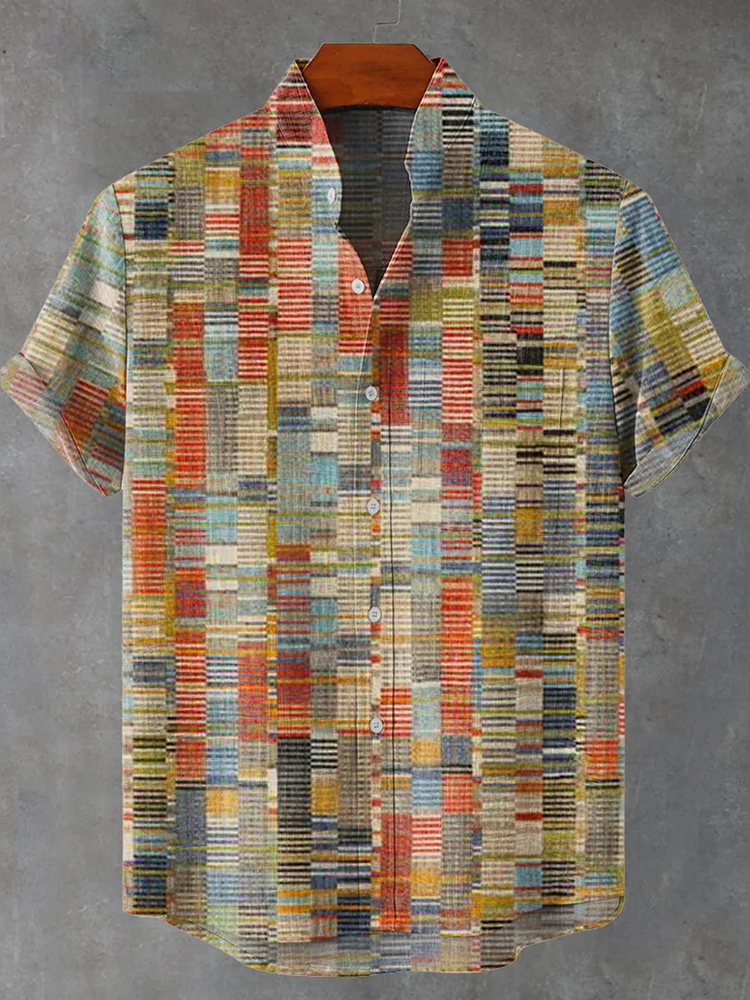 Abstract Geometric Pattern Art Vintage Print Casual Cotton Shirt 30.99 ...