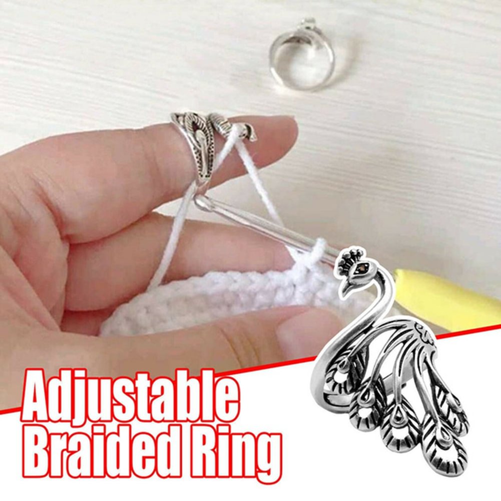 Women Vintage Opening Alloy Ring Adjustable Thimble Crochet Loop