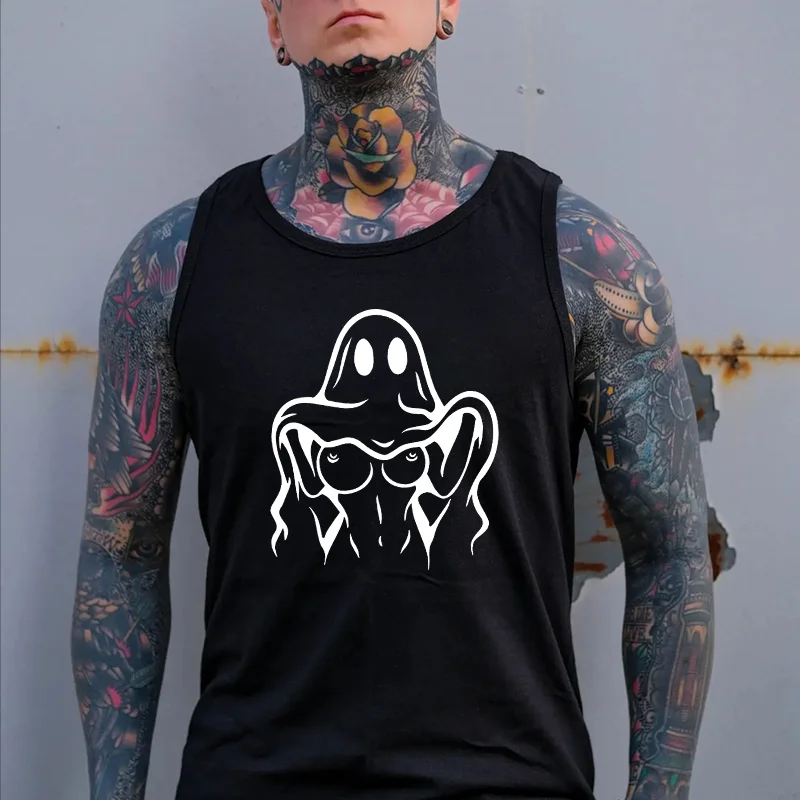 Naughty Ghost with Sexy Boobs Graphic Print Vest