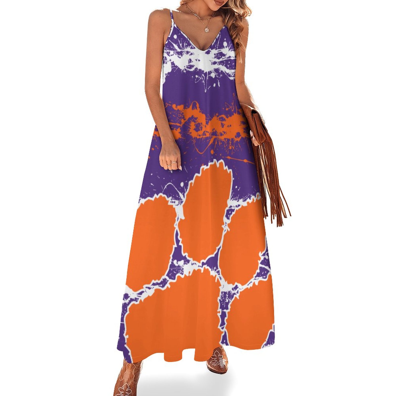 Clemson Paint Splash Graffiti Women's Casual Strappy V Neck Sleeveless ...
