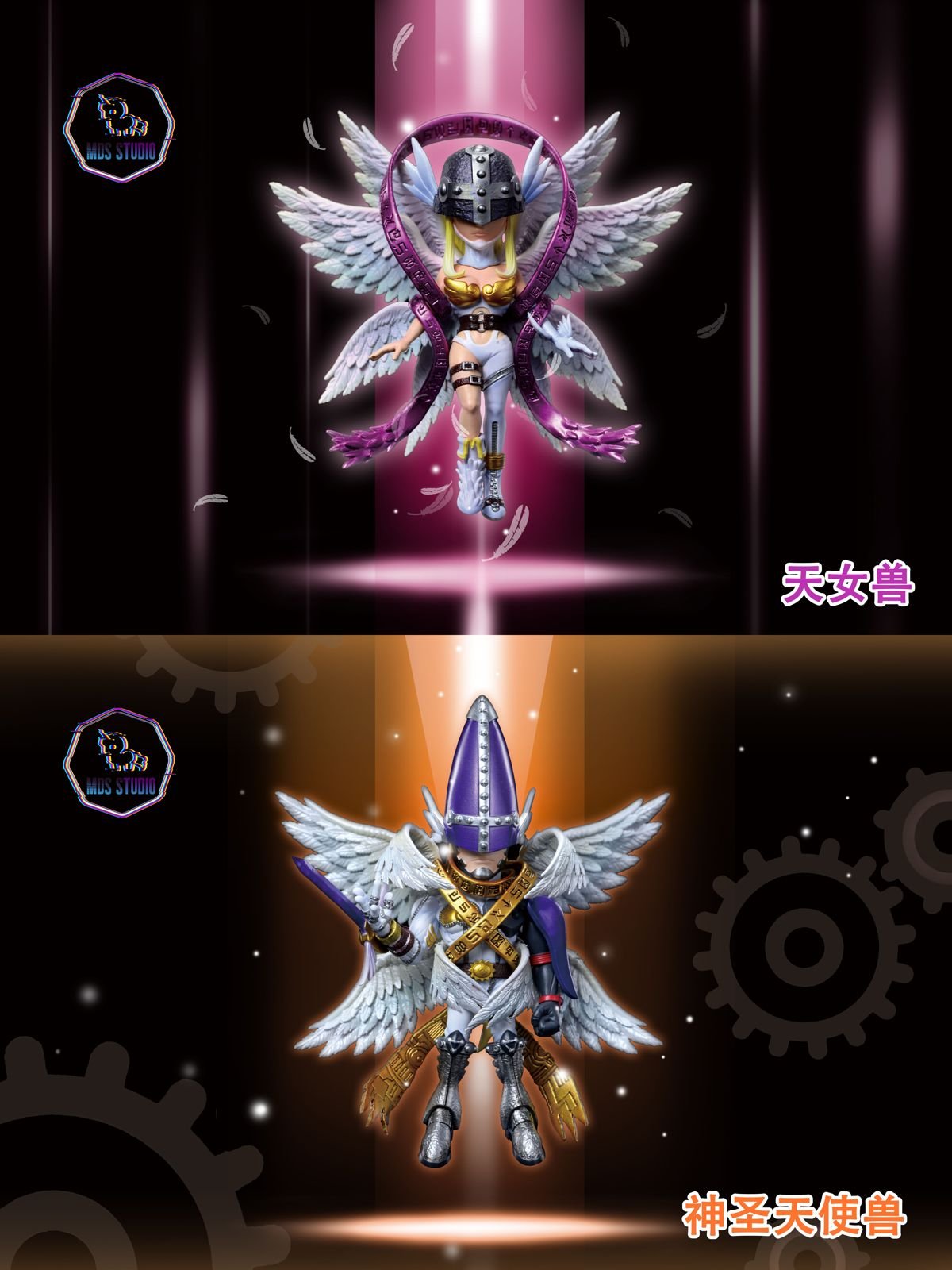 WCF Scale Angewomon & Holy Angemon - Digimon Resin Statue - MDS Studio