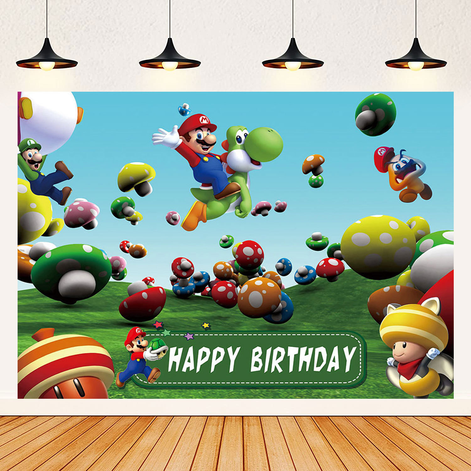 Shop Affordable Super Mario backdrop for Boys Happy Birthday Party