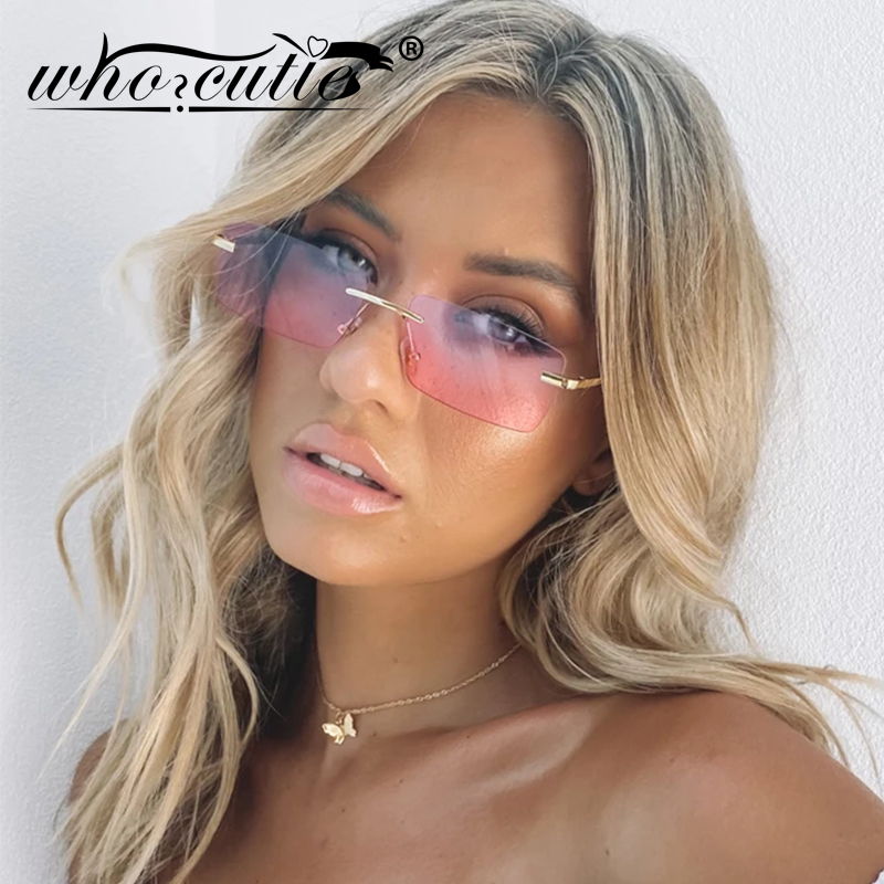 Trendy Rimless Rectangle Sunglasses Women 2020 Brand Design Frameless ...