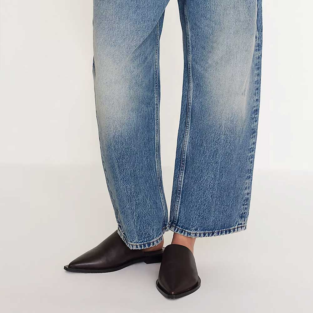 Classic Chocolate Brown Slip-On Flat Pointy Toe Mules for Women