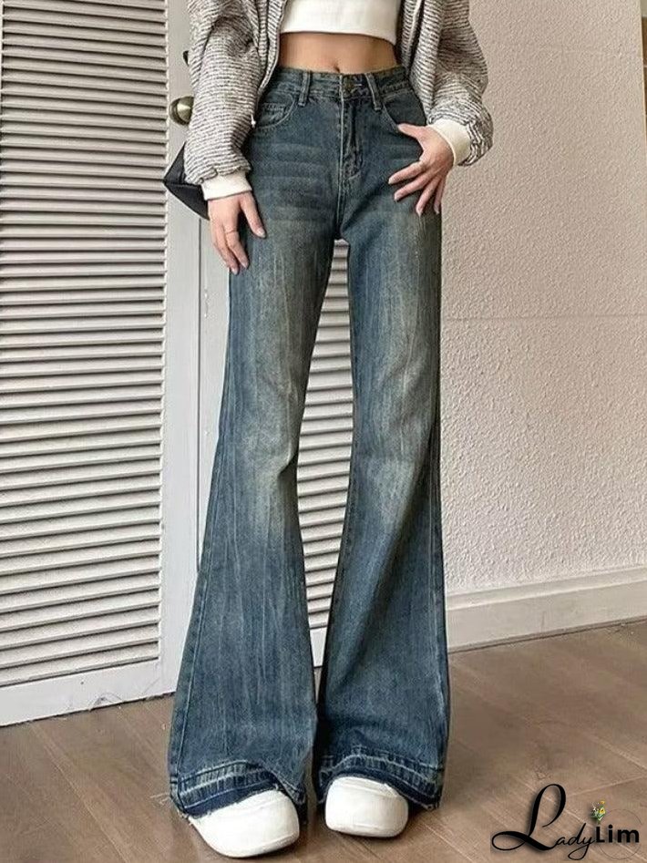 Vintage High Rise Flare Jeans - Ladylim