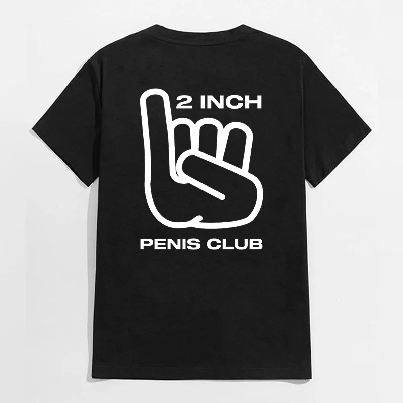 2 INCH PENIS CLUB Hand Gesture Black Print T-Shirt
