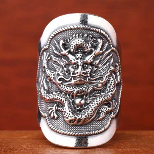 Sterling Silver Dragon World Domination Ring