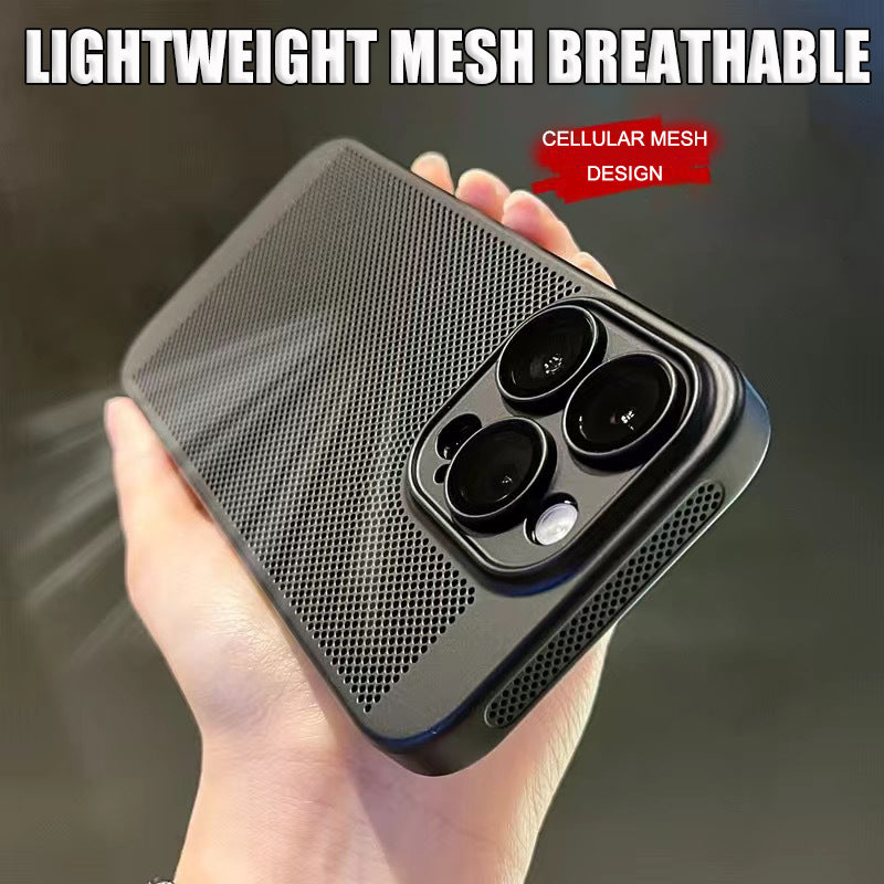 Electroplated heat dissipation mesh phone case suitable for iPhone series