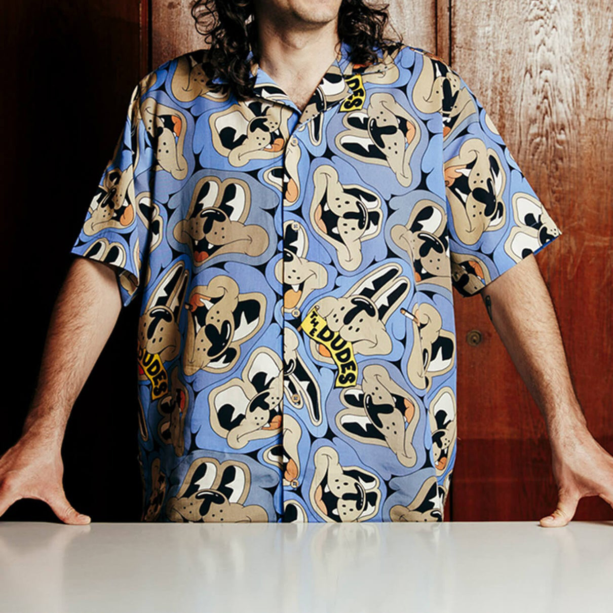 Smiley Face Animal Print Blue Full Print Shirt
