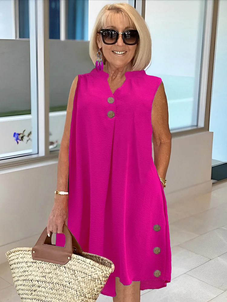 Cotton Pocket Tunic Dress For Senior Ladies & Elderly Women Over 50, 60 ...