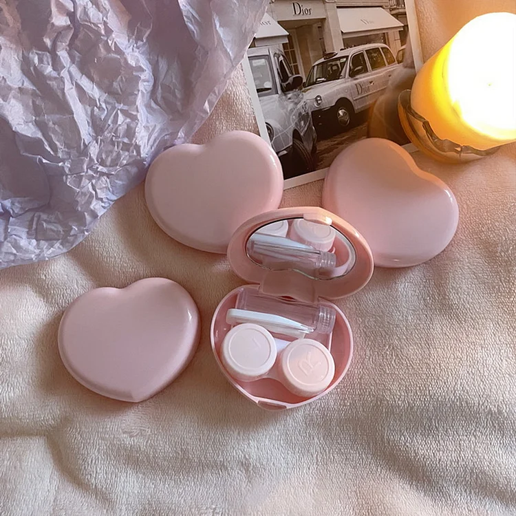 Travel Color Contact Lenses Box for Eyes Tool Kit Women Girl Heart Lady ...