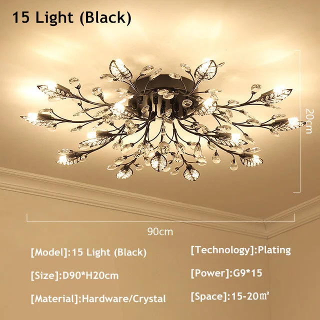 Vintage LED Ceiling Light Crystal Ceiling Lamp For Living Room Loft