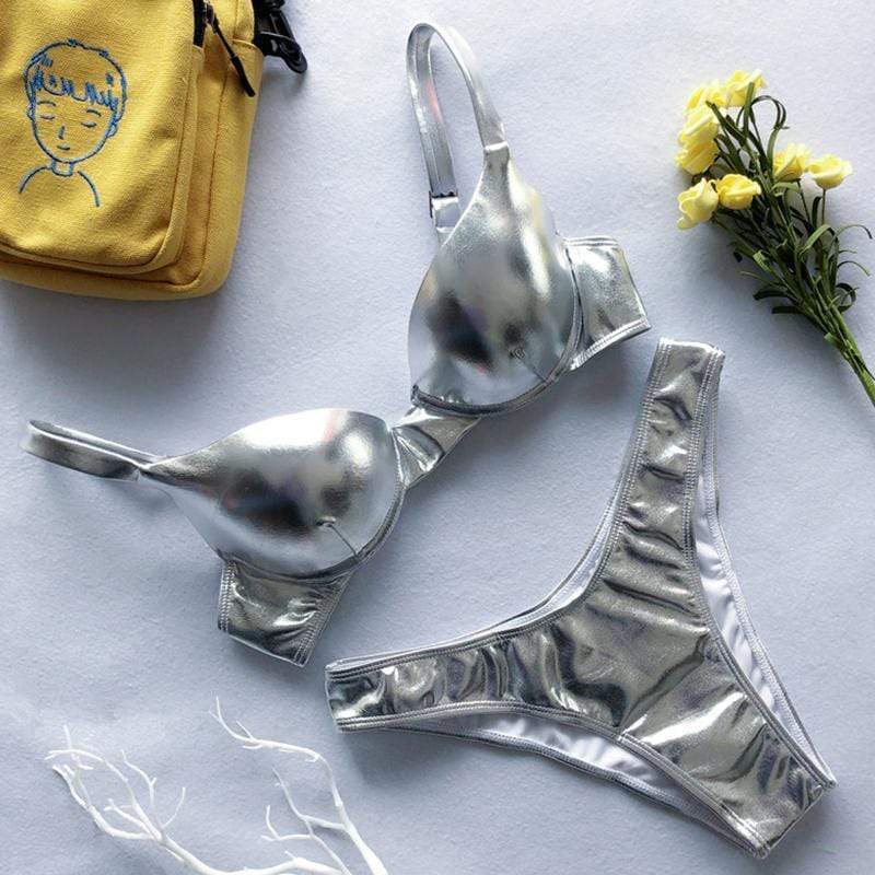 Silver Two-piece Swimwear