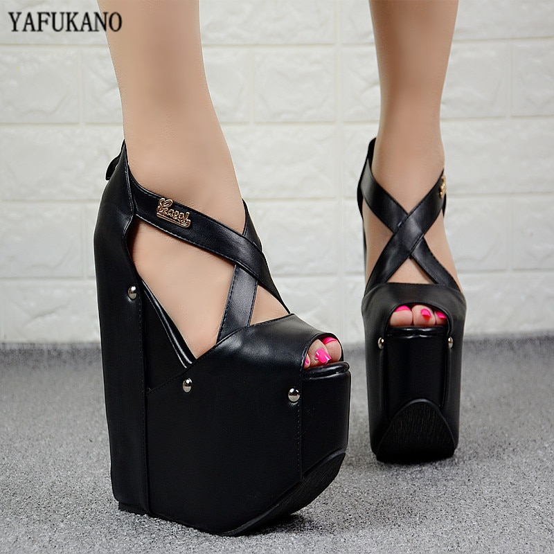 Yyvonne Sexy Peep Toe High Heels Thick Bottom Wedges Womens Sandals ...