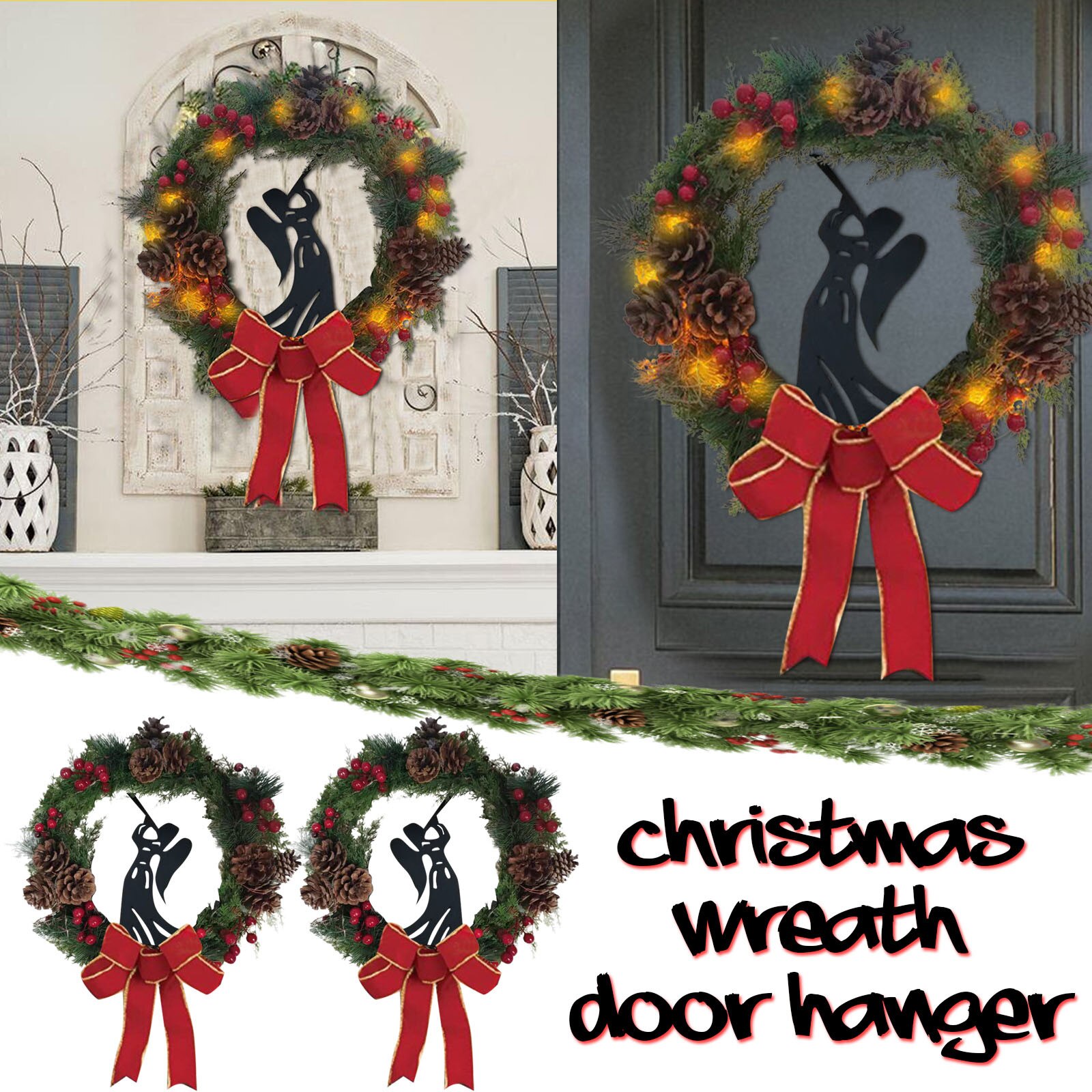 Lighted Nativity Scene Christmas Wreath Sparkles Joseph Mary Jesus ...