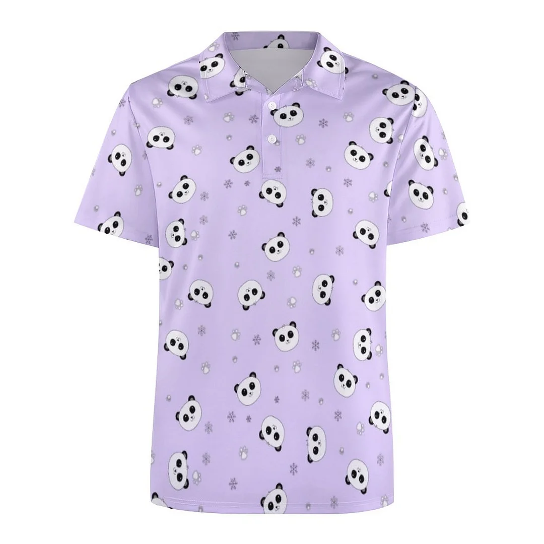 SFNEEWHO Purple Pandas Panda Baby4Life Men's Short Sleeve Casual Polo ...