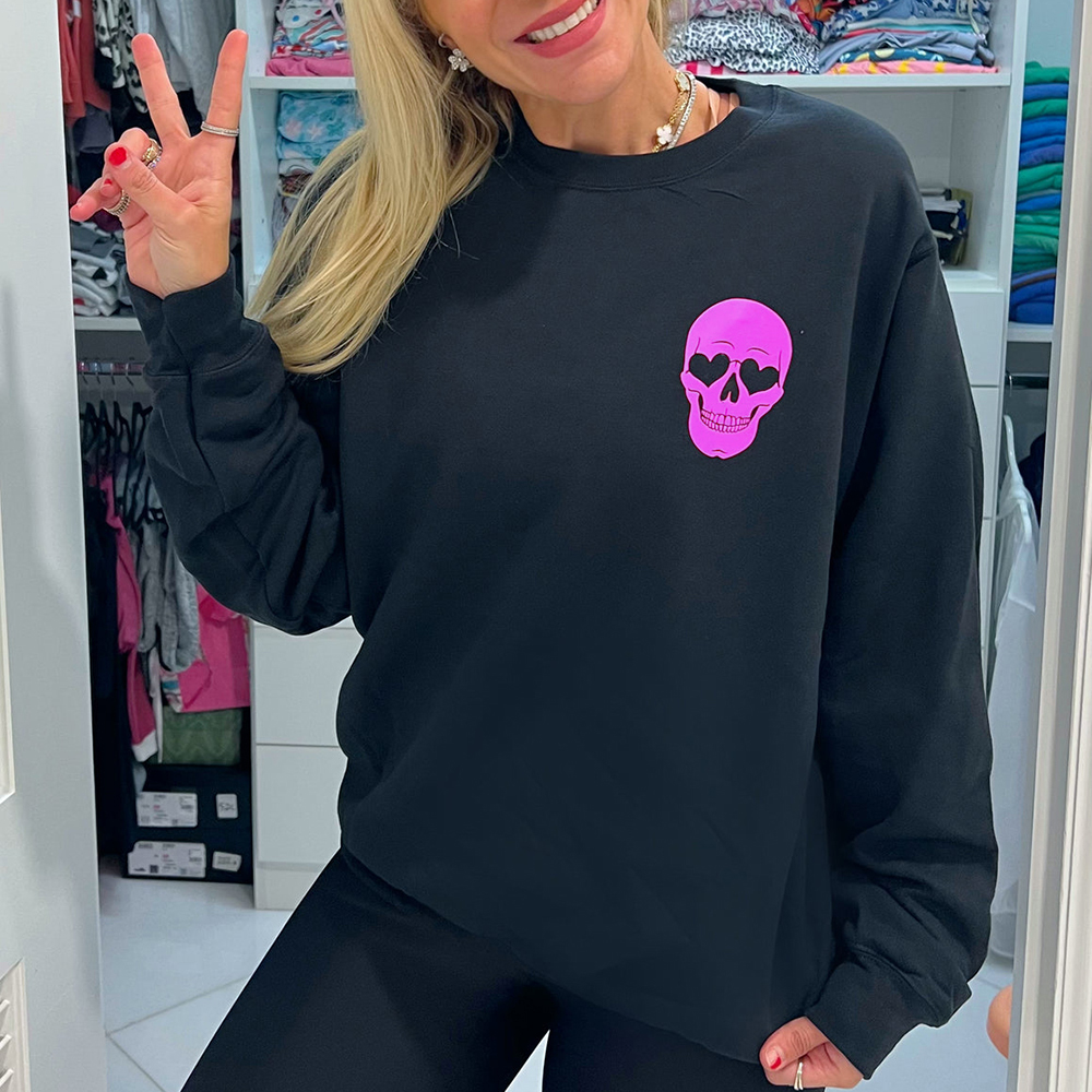 Embossed Puff Halloween Skull Sweatshirt