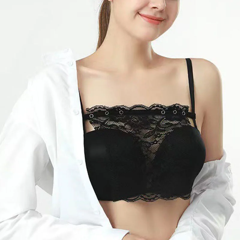4 Colors Lace Privacy Invisible Cleavage Cover Up Bra Insert Seamless All Match Anti Peep Woman ...