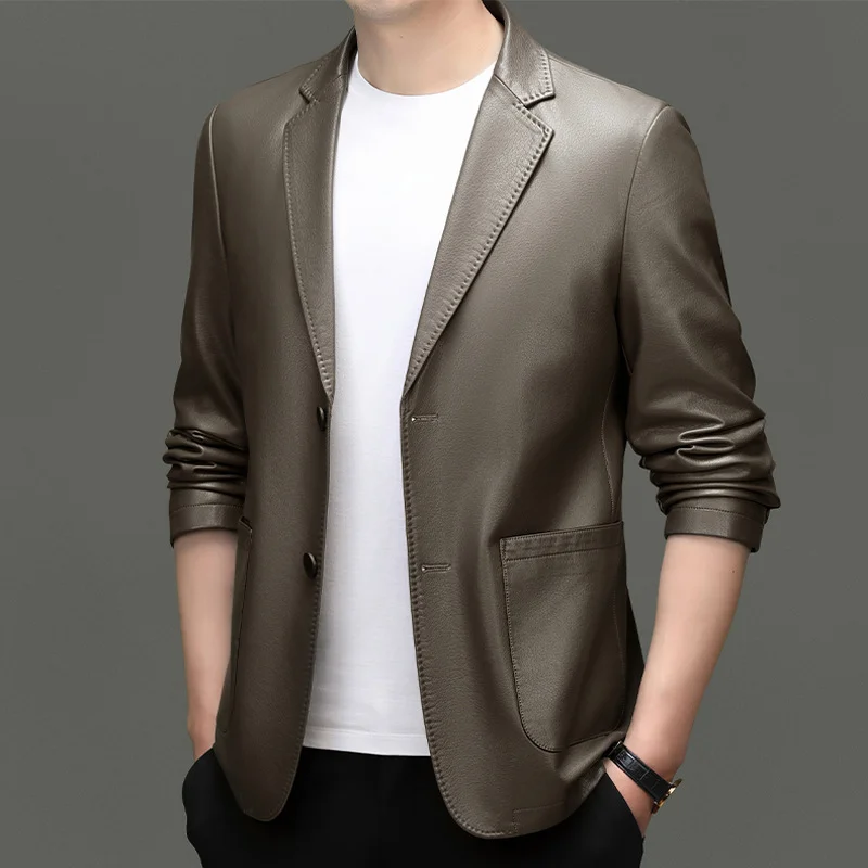 Men's leather suit jacket
