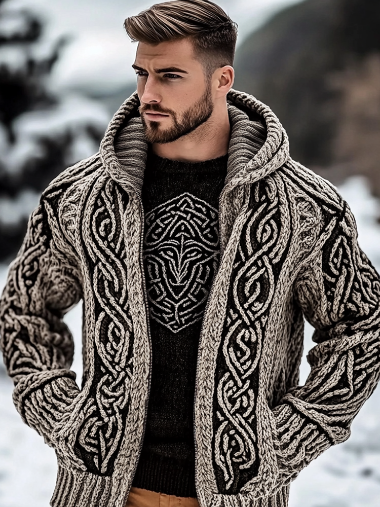 Men's Viking Kyle Style Extra Thick Hooded Zip-up Sweater