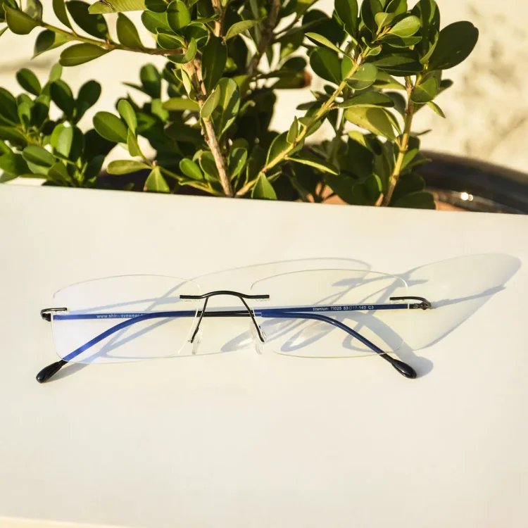 SHINU Titanium Frame Rimless glasses for men pure titanium glasses with ...