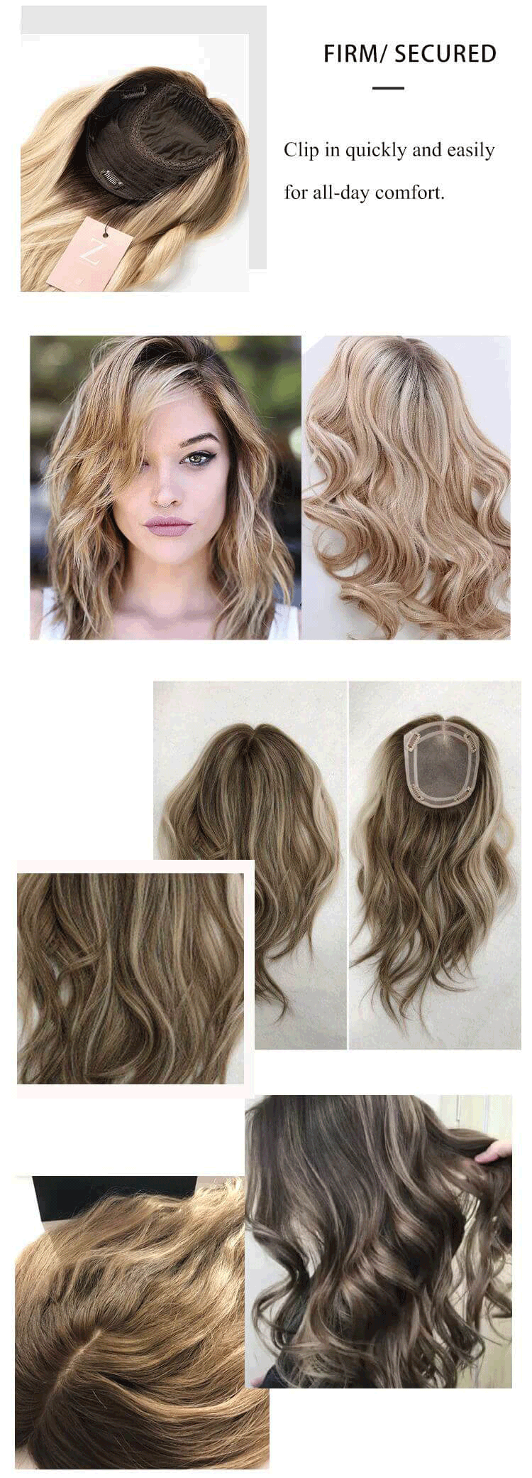 Wavy Hair Topper丨 Ultra-thin Base 丨Light Volume Piece丨Natural Remy Hair ...