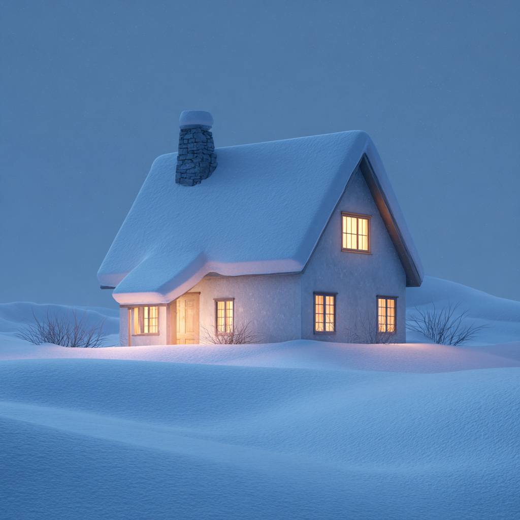 Winter Cabin in Snow - Diamond Painting