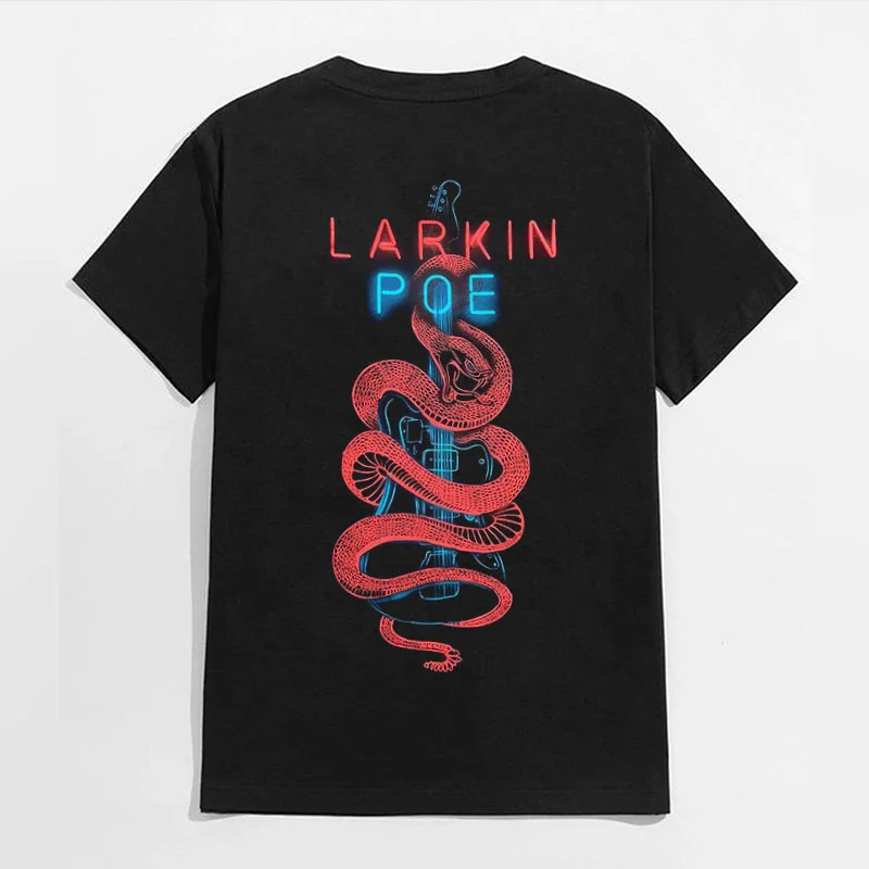 LARKIN POE Snake Around the Piano Black Print T-shirt