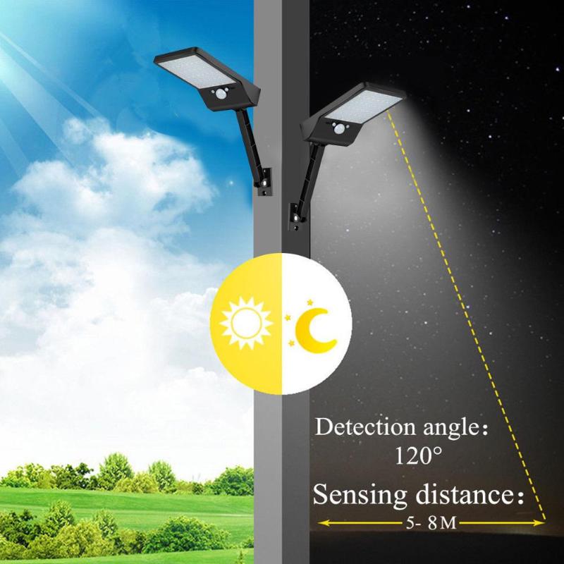 48/56LED Remote Control Solar Light PIR Motion Sensor IP65 Outdoor Wall ...