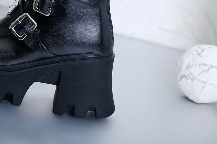 Swing Goth Chunky Heel Platform Knee High Boots