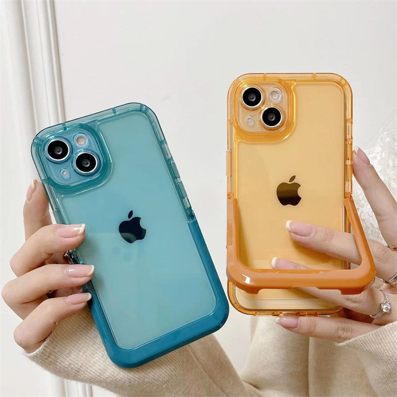 Transparent solid color invisible stand phone case