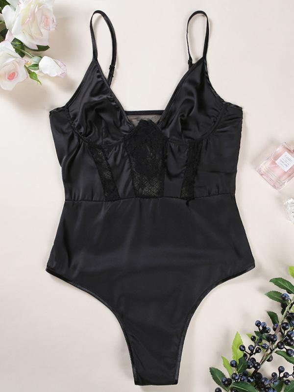 Silk Split-Joint One-Piece Bodysuit Lingerie
