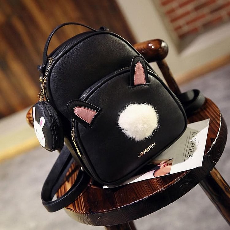 Grey/Black Fluffy Bunny Backpack SP1710032