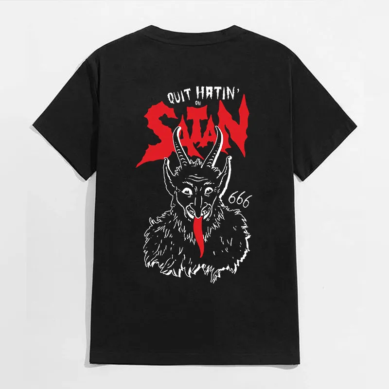 QUIT HATIN' SATAN Beast Sheepshead Black Print T-shirt