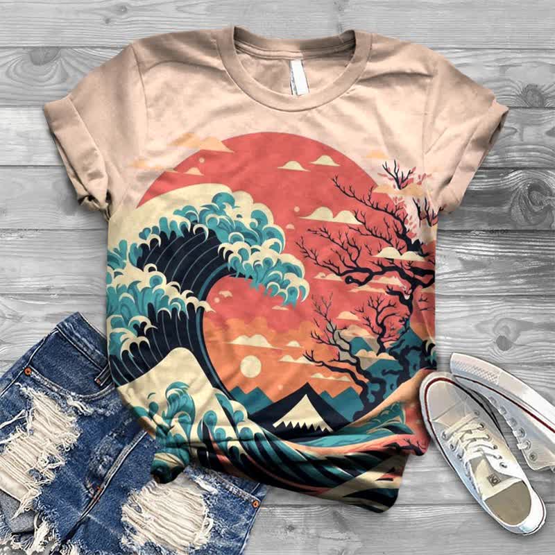 Dusk Wave Japanese Print T-shirt