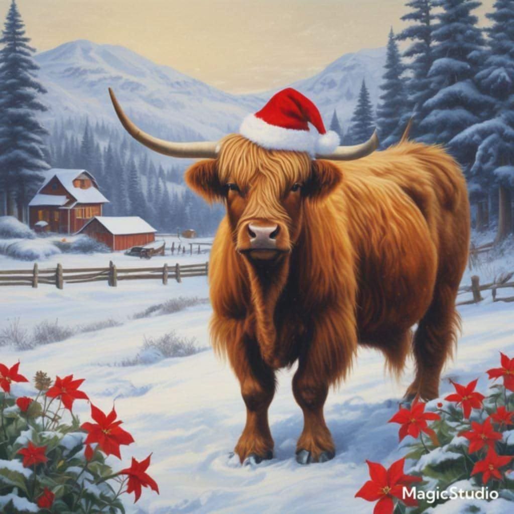 Christmas Yak (velvet cloth) AB drill full round/square diamond painting