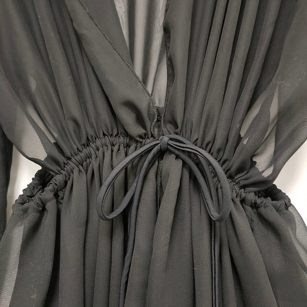 Black Deep V-neck Cover Up - Ladylim