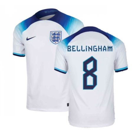 England Jude Bellingham 8 Home Shirt Kit World Cup 2022