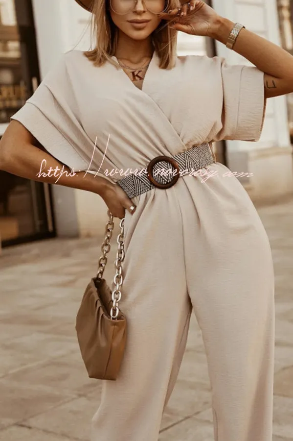 Halsey Batwing Sleeves Wide Leg Jumpsuit（belt Included）