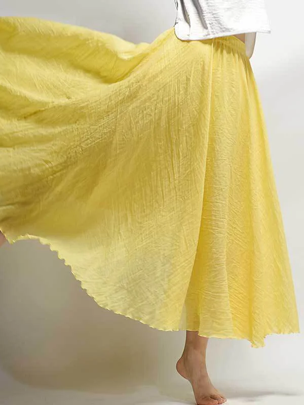 Relaxed Sophistication: A-Line Solid Color Skirts with Elastic Waist