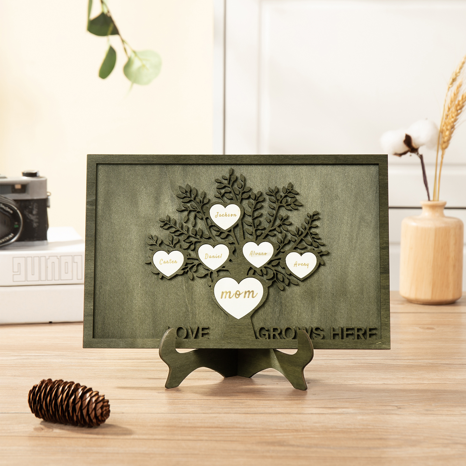 Family Tree Wood Frame Personalized Family Tree Sign Custom 6 Names ...